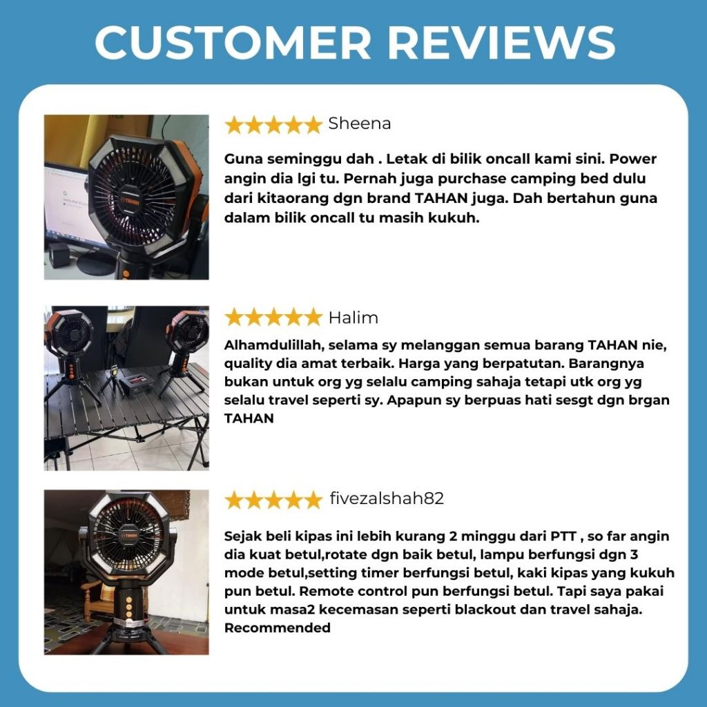 Best TAHAN Typhoon Dual Blade 14 Hours Battery Camping Fan | PTT Outdoor