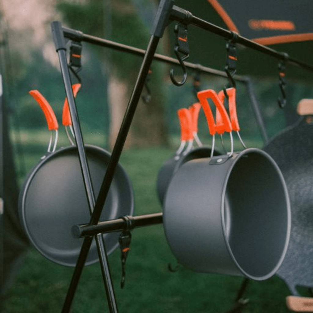 Best Foldable Camping Hanging Rack With Mesh Basket | PTT Outdoor